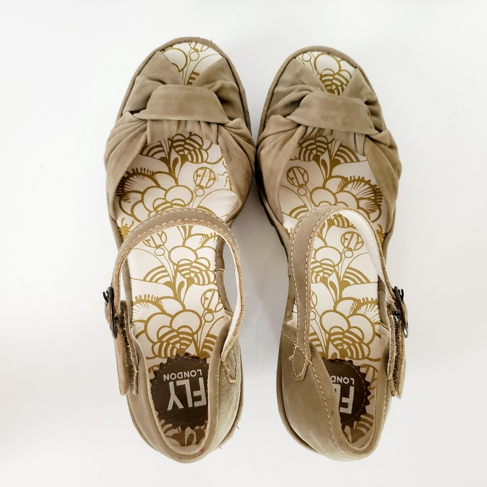 Fly London Yoel Peeptoe Wedge Ballerina Sandals - Gem